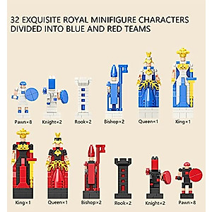 Koowants Cool Royal Chess Building Kit Themed Chess Sets for Loved One,Building Block Chess with Cute Royal Minifigures as a Great Chess Gift Ideas,Collection Chess Building Sets for Home Decor