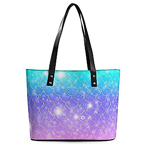 Womens Handbag Mermaid Fish Tail Leather Tote Bag Top Handle Satchel Bags For Lady