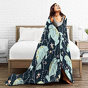 D-WOLVES Plush Throw Blanket,Manatee Soft Fuzzy Fleece Blanket,Cozy Solid Robe Outdoor Camping Travel Blanket for Bedroom Livingroom Sofa Couch Car Bed,50x60 in