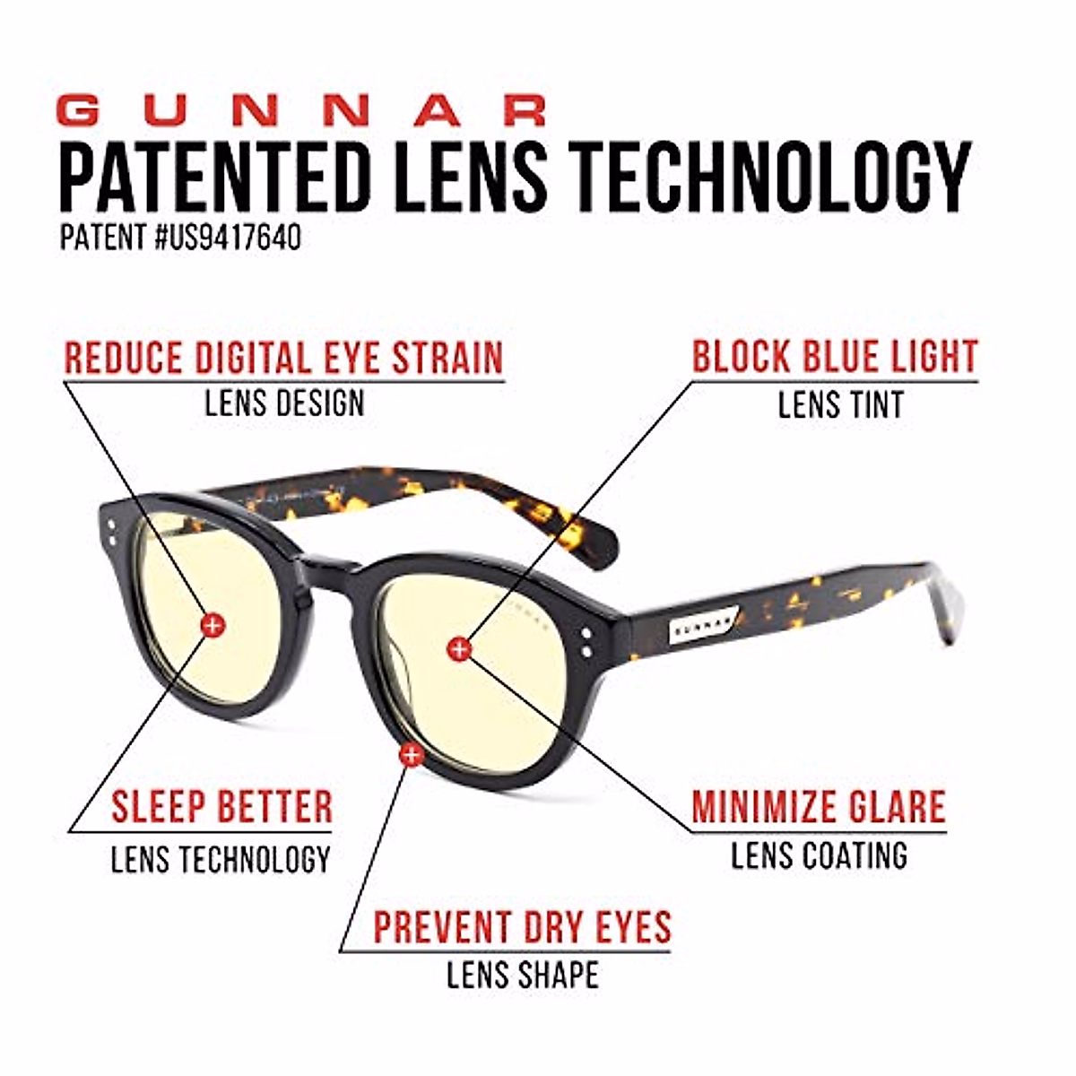 Computer Glasses | Blue Light Blocking Glasses | Emery Onyx/Jasper by GUNNAR | Patented 35% Blue Light Protection, 100% UV Light, Anti-Reflective, Protect & Reduce Eye Strain & Dryness