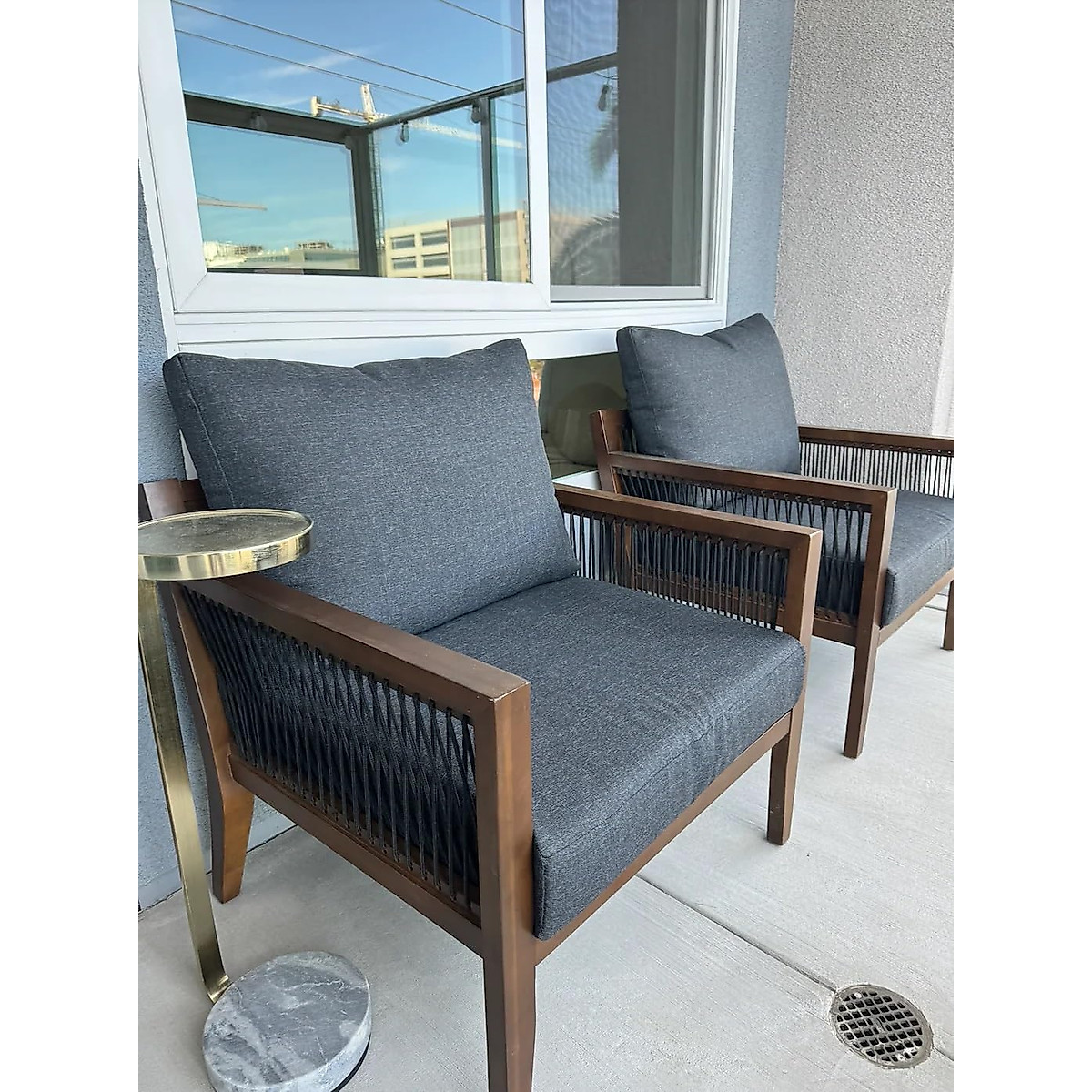 Nathan James Freya Bohemian Wooden Armchair, Outdoor Patio Chair, Solid Acacia Wood Frame, Dark Acacia