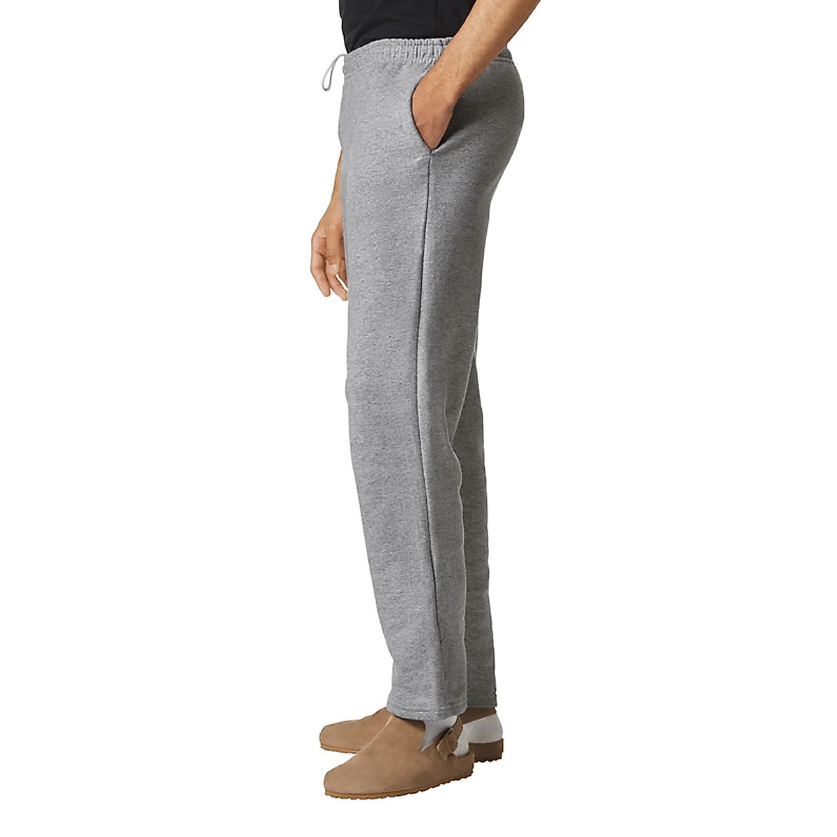 Gildan Adult Fleece Open Bottom Sweatpants with Pockets, Style G18300, Sport Grey, Large