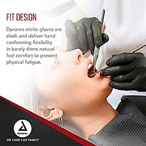 Dynarex Safe-Touch Black Disposable Nitrile Exam Gloves, Powder-Free, Used in Healthcare and Professional Settings, Law Enforcement, Tattoo, Salon or Spa, Large, 1 Box of 100 Gloves