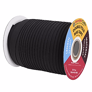 Mandala Crafts Double Fold Bias Tape for Sewing, Seaming, Binding, Hemming, Piping, Quilting, 1/2 Inch 55 Yards, Black