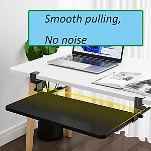 Keyboard Tray Under Desk, Ergonomic Larger Keyboard Tray with C Clamp, Pull Out Platform Computer Drawer, 25.6" x 9.8" (Color : White, Size : 25cmx65cm)