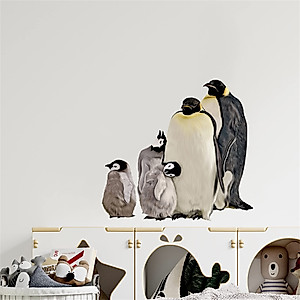 RoyoLam Penguin Family Wall Decal Nursery Animal Wall Sticker Removable Peel and Stick Waterproof Wall Art Decor Stickers for Kids Baby Classroom Living Room Playing Room Bedroom