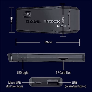 Wireless Retro Game Console, Plug and Play Nostalgia Video Game Stick Built in 10000+ Games, 9 Classic Emulators, 4K High Definition HDMI Output for TV with Dual 2.4G Wireless Controllers (64G