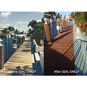 Seal-Once Nano+Poly Penetrating Wood Sealer with Polyurethane - Premium Waterproof Sealant -1 Gallon & Clear