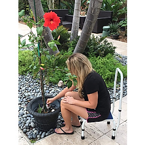 AdjustaStep(tm) Deluxe Step Stool/Footstool with Handle/Handrail, Height Adjustable. 2 Products in 1. Modern White/Blue Design. Padded Non-Slip Handle. 300 lb. Capacity