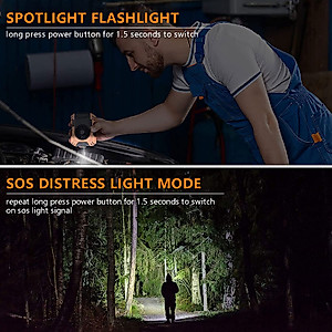 Cof 4-in-1 Waist Clip on Fan Portable Personal Fan, USB Mini Necklace Fan, 3 Speeds, 5000mAh Rechargeable Battery Operated Fan for Outdoor Camping with LED SOS Function