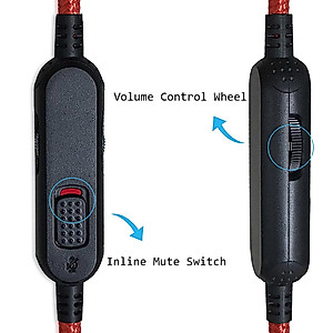 MJKOR Replacement Audio AUX Cable Compatible with HyperX Cloud Mix and Cloud Alpha Gaming Headset, Inline Mute and Volume Control(No Inline Mic, Red)