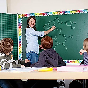 Rainbow Confetti Border Trim, Bulletin Borders Stickers, 66 ft Back to School Decoration Borders for Bulletin Board/Black Board Trim, Teacher Student Use for Classroom School Decoration