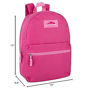 Trailmaker Classic 17 Inch Backpack with Adjustable Padded Shoulder Straps (Pink)