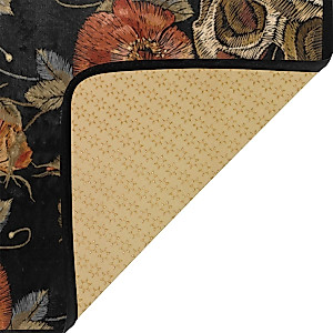 One Bear Skull Skeleton Flowers Kitchen Rugs Kitchen Mats Non Slip Washable Cushioned Mats Polyester AntiFatigue Comfort Floor Mat Doormat for Kitchen Washroom Bedroom 39 x 20 inch