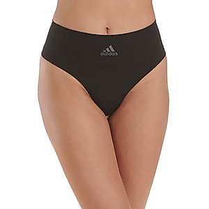 AdidasWomensMicro-stretch Seamless Thong Panties, SinglesBlackSmall