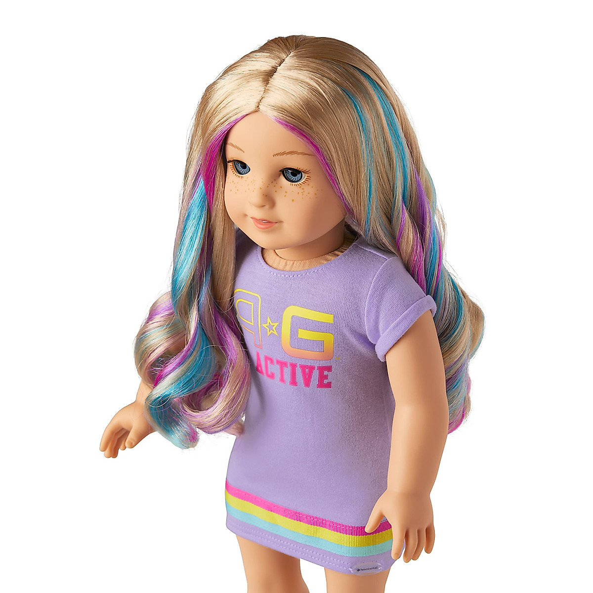 American Girl Truly Me 18-inch Doll #110 with Blue Eyes, Blonde Hair w/Highlights, Light Skin, T-shirt Dress, For Ages 6+