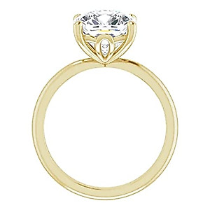 Moissanite Engagement Ring 4 Carat Cushion Handmade Solitaire Diamond Ring Bridal Wedding Gifts for Women Ring VVS1 Colorless (925 Silver (Yellow Gold Plated))