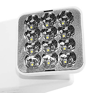 LFI Lights | Emergency Light | White Housing | Two LED Adjustable Square Heads | Hardwired with Battery Backup | UL Listed | Contractor Standard | (2 Pack) | EL-2