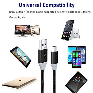 Pofesun USB Type C Cable [3-Pack 10ft], USB A to USB-C Fast Charging Type C Cable Nylon Braided USB C Cable Compatible for Samsung Galaxy S24 S23 S22 S21 S20 S10 Note 20 10 A20 A51 A71,LG G8 V30