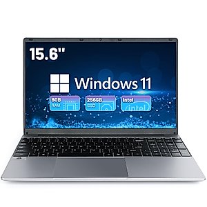 AMIAMO 15.6" Laptop Computer | 8GB RAM | 256GB SSD | 1366 * 768 Screen | USB 3.0 | Bluetooth 4.2 | 2.4/5G WiFi | Mini HDMI | 5000mWh Battery | Pre-Install Windows 11