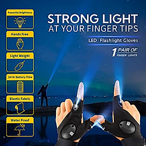 Visailiy Gifts for Men , LED Flashlight Gloves, Cool Gadgets Christmas Stocking Stuffers Unique Birthday Gifts for Dad Boyfriend Husband Him, Light Gloves Tool for Camping Fishing Car Repairing Hiking