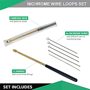 Edu-Labs Reusable Inoculating Loop with Unique Replaceable Nichrome Needle Tip Inoculation Rings Inoculation Rod for Lab (Replaceable Loops with Handle)