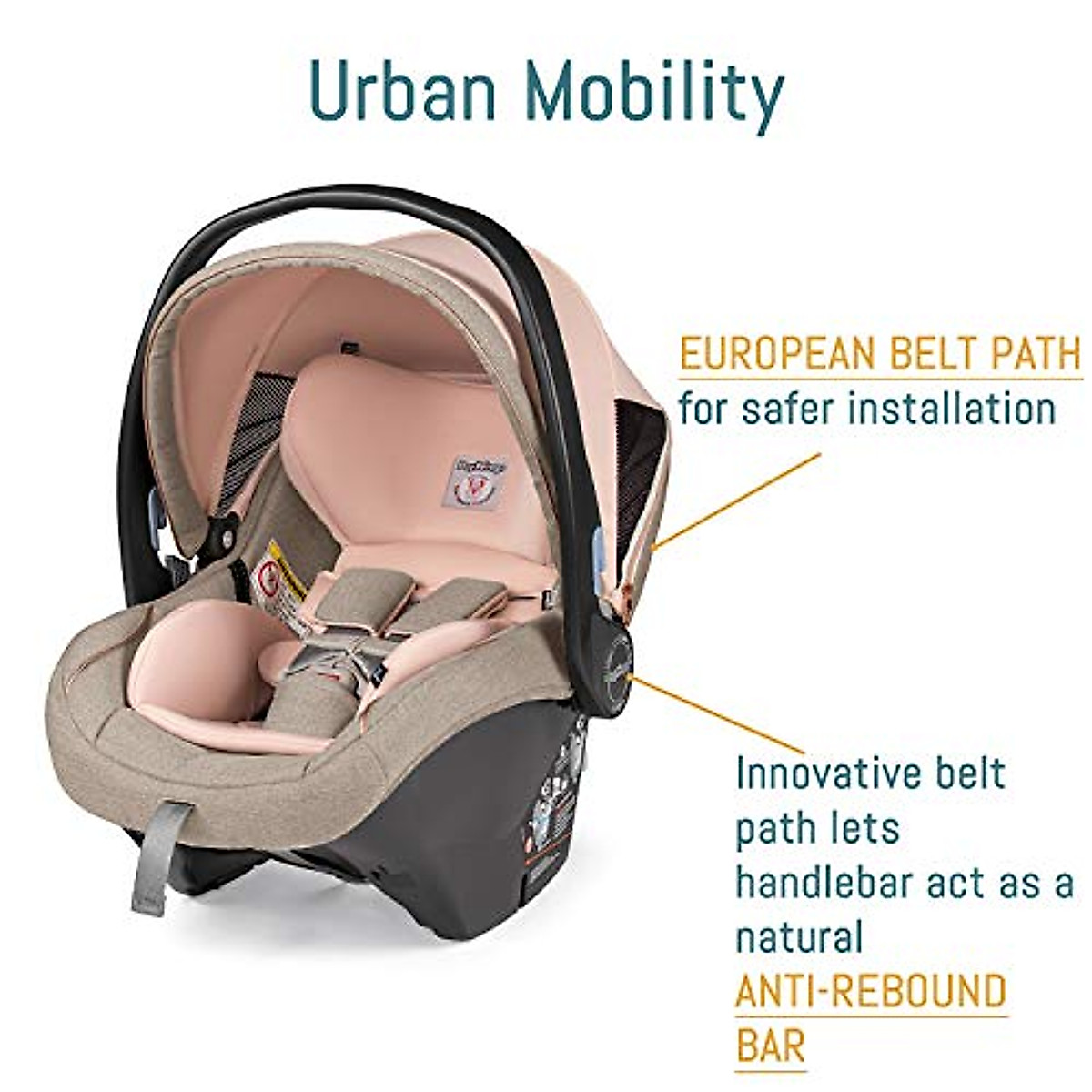 Peg Perego Booklet 50 Travel System - Includes Booklet 50 Baby Stroller and The Primo Viaggio 4-35 Infant Car Seat - Made in Italy - Atmosphere (Grey)