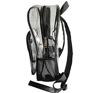 FENZA Clear School Bagpack Stadium Approved Waterproof for Concert Work Sport Event Heavy Duty PVC Transparent, Reinforced Straps & Front Accessory Pocket - Perfect for Security, & Sporting Events