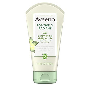 Aveeno Positively Radiant Skin Brightening Exfoliating Daily Facial Scrub, Moisture-Rich Soy Extract, Oil- & Soap-Free Tone-Evening Face Cleanser, Hypoallergenic & Non-Comedogenic, 5 oz