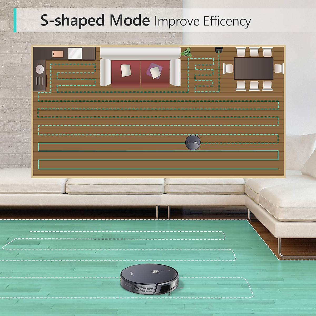 OPODEE Robotic Vacuum Cleaner, with 1800Pa Ultra Strong Suction, Pet Hair Cleaning, Smart Path Mapping, Self-Charging Sweeper, 2 Boundary Strips, Automatic Robot for Hard Floor, Low-Pile Hard Carpets