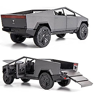 EROCK 1:24 Scale Cybertruck Model Toy Pull Back Pick-Up Truck with Sound and Light, Alloy Diecast Truck Toys for Kids Gift or Vehicles Model Collection Enthusiasts (Matte Black)