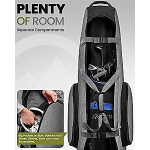 OutdoorMaster Padded Golf Club Travel Bag with Wheels, 900D Heavy Duty Oxford Waterproof -Alligators - Black + Gray