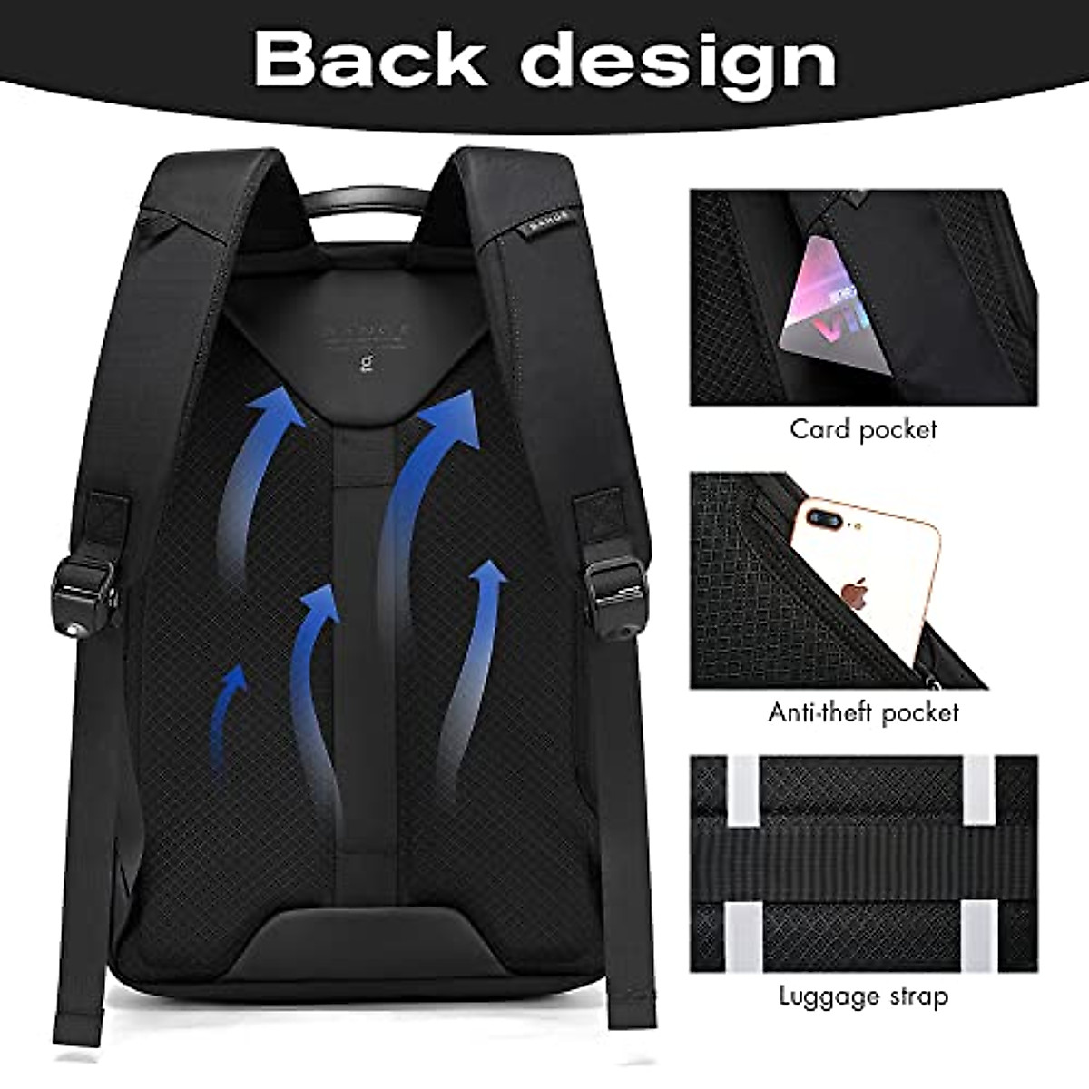 BANGE Laptop Backpack for 15.6 Inch,Slim Business Backpacks,Lightweight Fashion Work Backpack for Men and Women