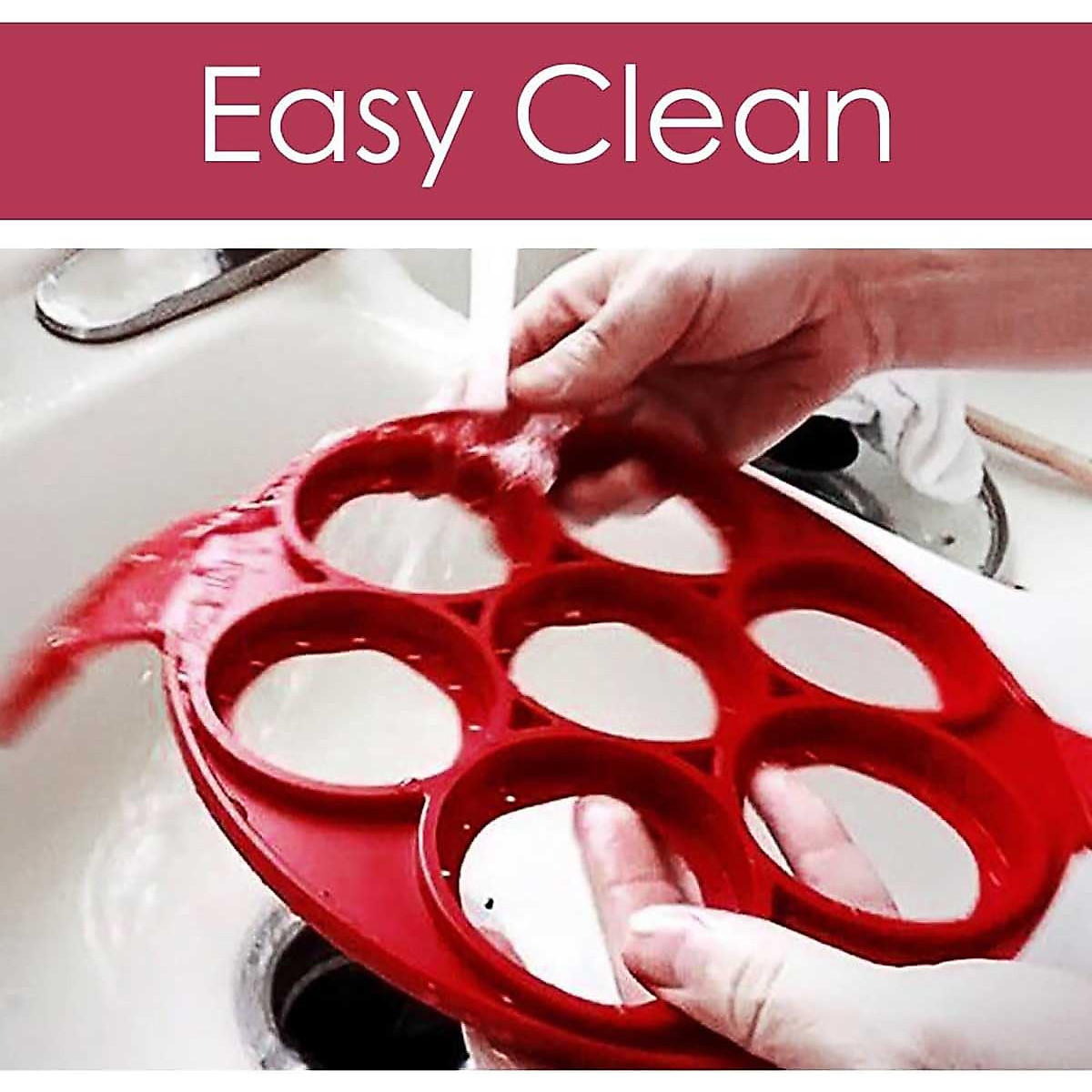 Flip N Cook Silicone Pancake Mold, Flip'n'cook Pancake, Flip and Cook Pancake Maker, Flip and Cook Silicone Pancake Maker, Flip'n'cook Silicone Pancake Mold (Red-Round)