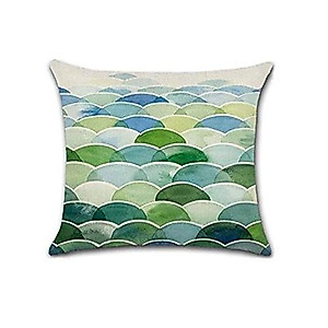 Holiday Depot Set of 4 Pillow Covers 18x18, Modern Geometric Green Pattern Style, Cotton Linen Fabric Decorative Indoor/Outdoor Throw Pillow Case Set 45x45cm