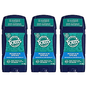 Tom's of Maine Long-Lasting Aluminum-Free Natural Deodorant for Men, Mountain Spring, 2.8 oz. 3-Pack (Packaging May Vary)