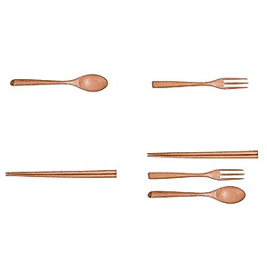 FLYUFO Kitchen Spoons Wooden Spoon Fork Teaspoon Catering Rice Soup Bamboo Cooking Utensil Kitchen Teaspoon Tableware Accessories，2 Pcs