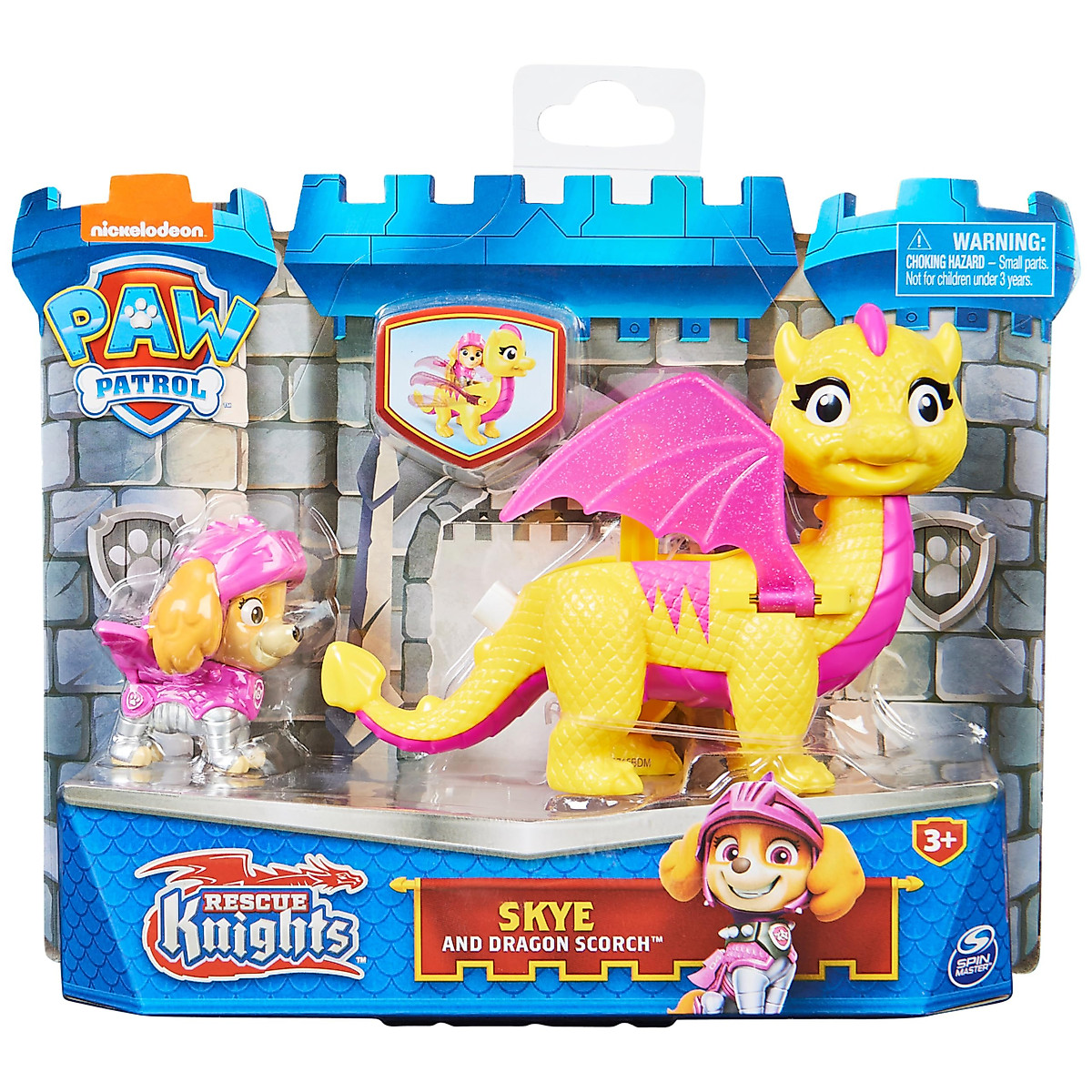 Spin Master 6063594 PAW Patrol Rescue Knights Skye and Dragon Scorch Action Figures, Set of 2