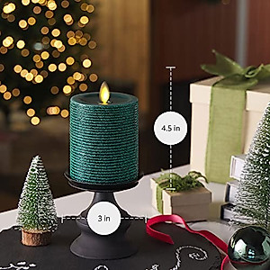 Luminara Realistic Artificial Flame Horizontal Green Metallic Glitter Candle (3 x 4.5-inch) Moving Flame LED Battery Operated Lights - Unscented - Remote Sold Separately