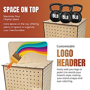 TORCHED DISPLAYS Rotating Display Stand – 22.5 x 16.76-inch – Rotating Organizer Wood Pegboard – Pegboard Display Stand for Craft Shows, Vendor Events, Jewelry, Accessories…