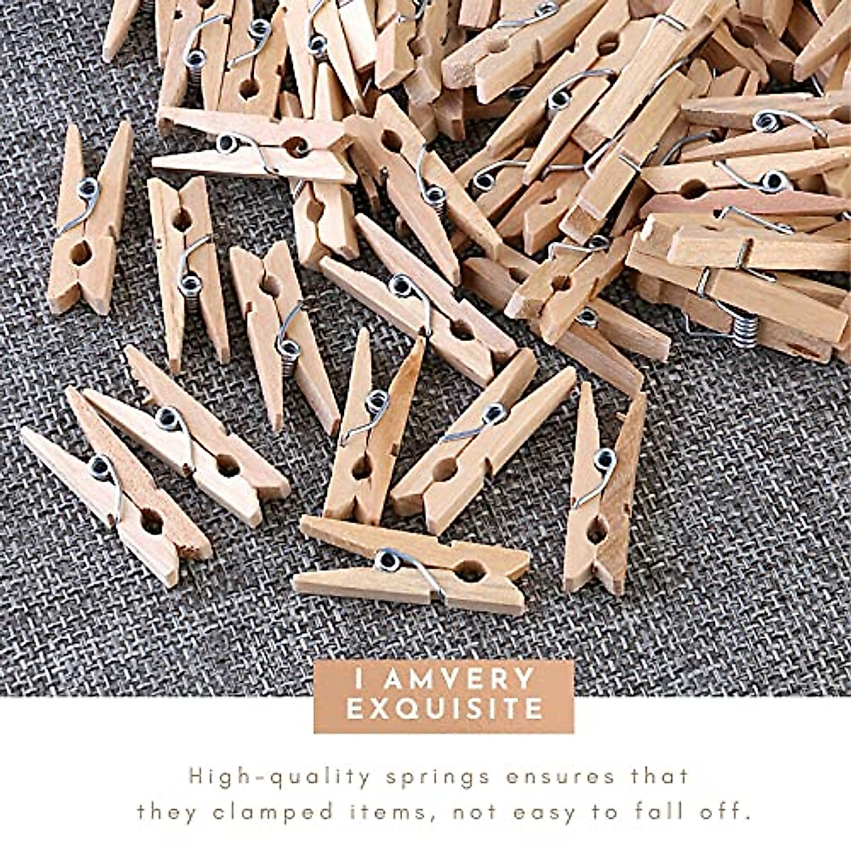 Mini Clothespins, Mini Clothes Pins for Photo Natural Wooden Small Picture Clips for Crafts 1 Inch 100 PCS Tiny Pegs Decorative Wood Clips for Wall Hanging Pictures