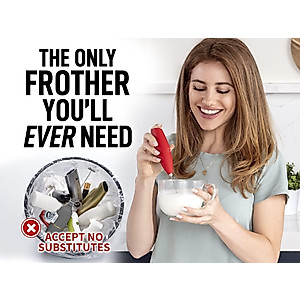 Zulay Powerful Milk Frother for Coffee with Powerful Motor - Handheld Frother Electric Whisk, Milk Foamer, Mini Mixer & Coffee Blender Frother for Frappe, Latte, Matcha, No Stand - Red