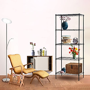 MGHH Wire Rack Shelving, Metal Rack Organizer Heavy Duty Wire Rack Basement Storage Unit Rack Utility for Bathroom Office Kitchen (Black, 14" D x 24" W x 60" H)