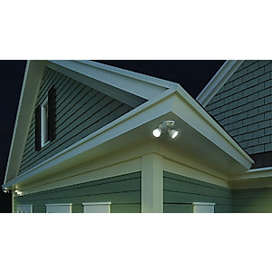 Lithonia Lighting HGX LED 2RH 40K 120 MO WH M2 HomeGuard Security Flood Lights, 4000 Lumens, 2-Light, Photocell Sensor and Motion Detection, White