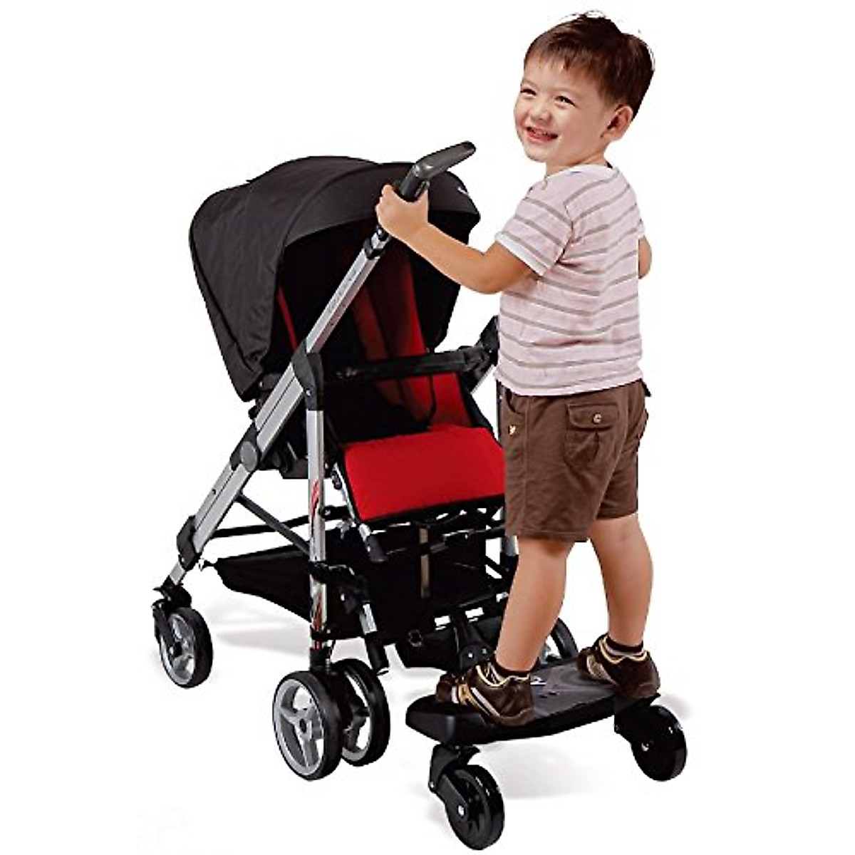 guzzie+Guss Hitch Full Suspension Ride-On Stroller Board, Compatible with All Styles of Strollers; Joggers, Prams, Full-Sized, and Umbrella Strollers, for Ages Two to Five Years, Max Weight 62 pounds