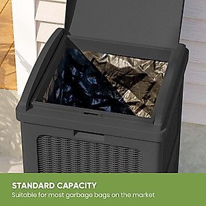 Patiowell 36 Gallon Outdoor Trash Can, Resin Outdoor Garbage Can with Lid for Patio, Backyard, Deck, Black