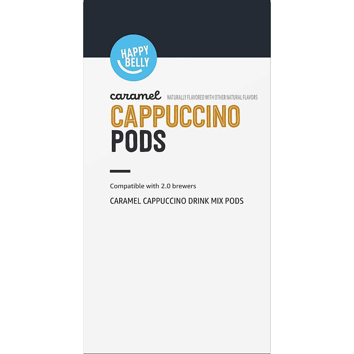 Amazon Brand - Happy Belly Cappuccino Coffee Pods Compatible with 2.0 K-Cup Brewers, Caramel Flavored, 24 Count