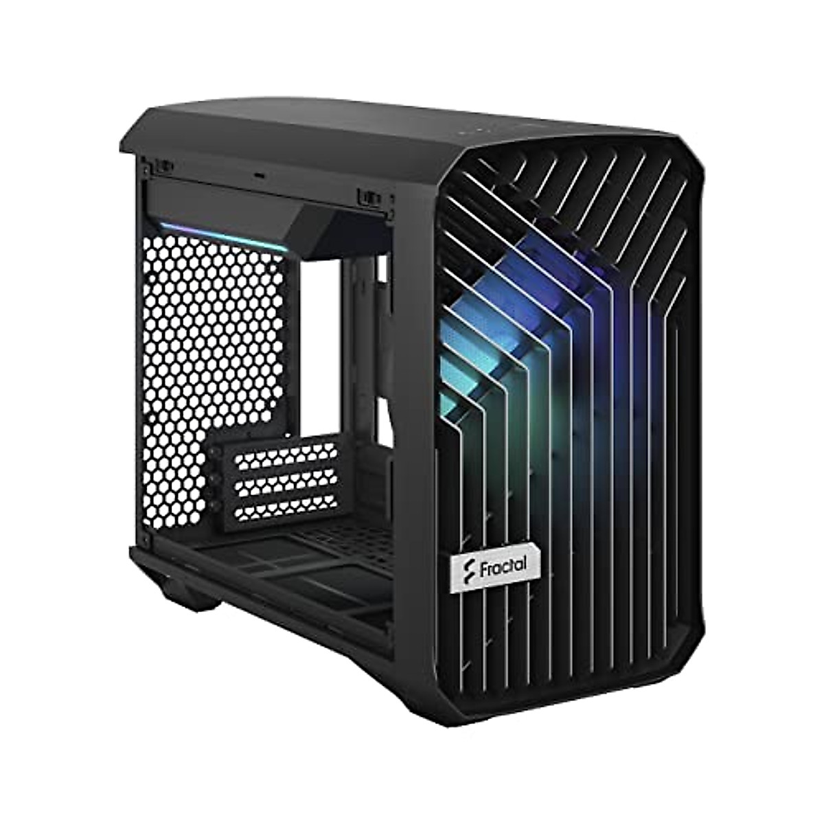Fractal Design Torrent Nano RGB Black - Light Tint Tempered Glass Side Panels - Open Grille for Maximum air Intake - 180mm RGB PWM Fan Included - Type C - mITX Airflow Mini Tower PC Gaming Case