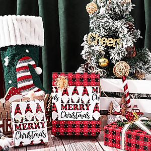 LeZakaa Reversible Christmas Wrapping Paper - Jumbo Roll - Gnome & Buffalo Plaid - 30 inches x 100 Feet (250 sq.ft.)