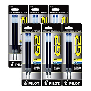 Pilot G2 Gel-Ink Retractable Pen Ink Refills Bold Point 1.0 mm Pack of 6 - Blue